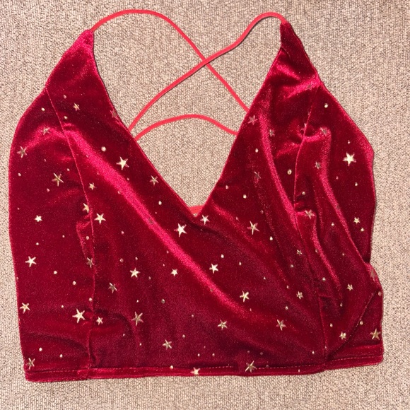 ROMWE | Tops | Romwe Red Velvet Starry Crop Top | Poshmark